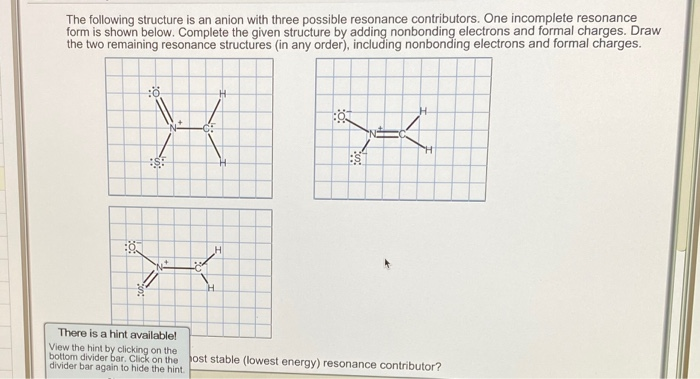Solved The following structure is an anion with three | Chegg.com
