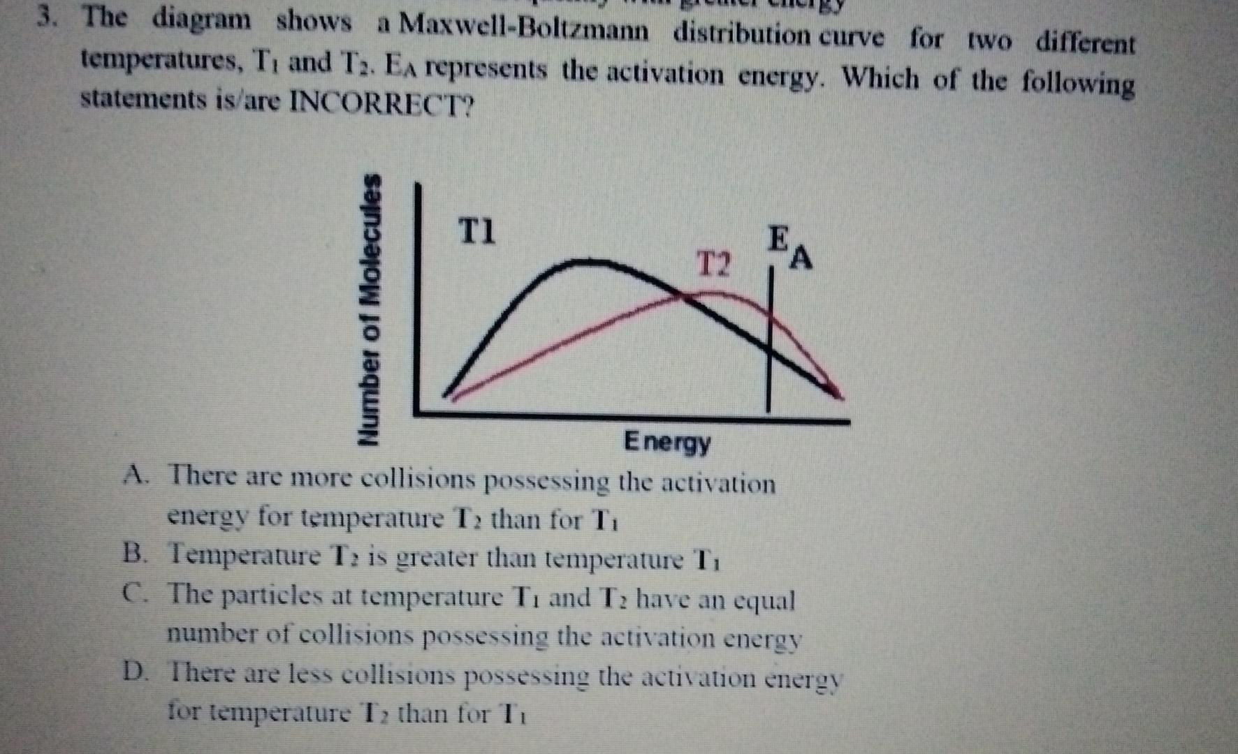 Solved 3. The diagram shows a Maxwell-Boltzmann distribution | Chegg.com
