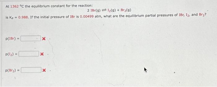 Solved At 1362∘C the equilibrium constant for the reaction: | Chegg.com