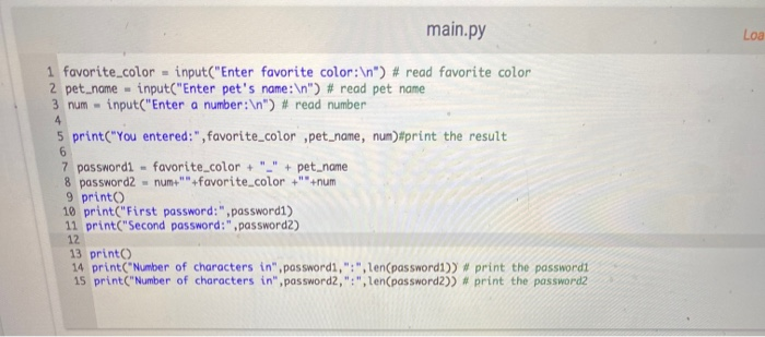 Solved: 3.16 LAB: Warm up: Creating passwords (1) Prompt