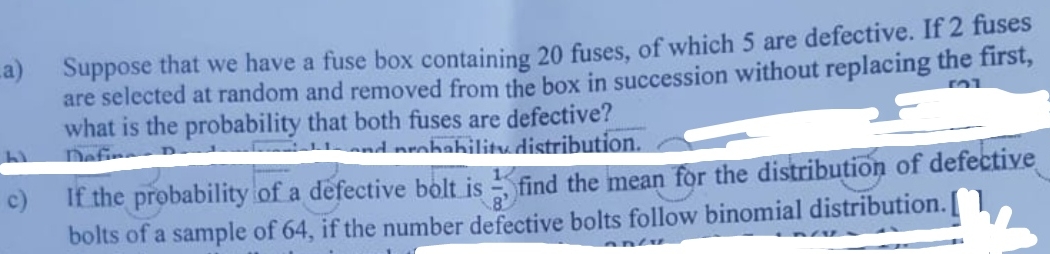 Solved a) ﻿Suppose that we have a fuse box containing 20 | Chegg.com