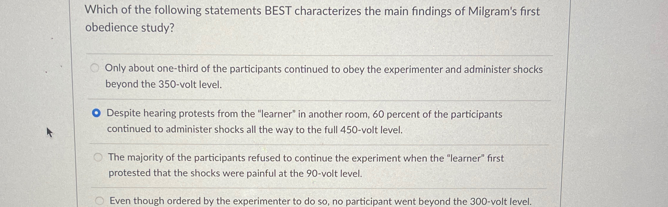 Solved Which of the following statements BEST characterizes | Chegg.com