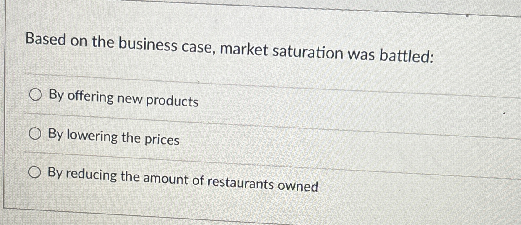 Solved Based on the business case, market saturation was | Chegg.com