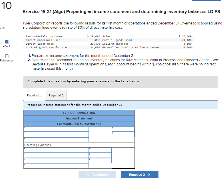 Solved Exercise 15-21 (Algo) ﻿Preparing an income statement | Chegg.com