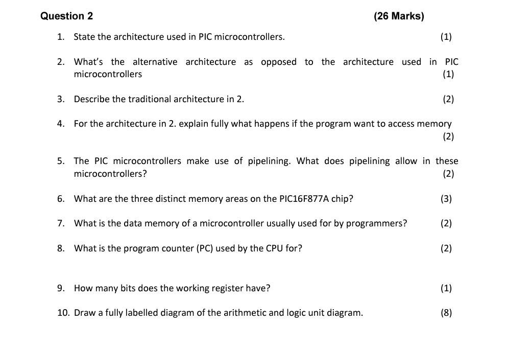 Solved Question 2(26 ﻿Marks)State the architecture used in | Chegg.com
