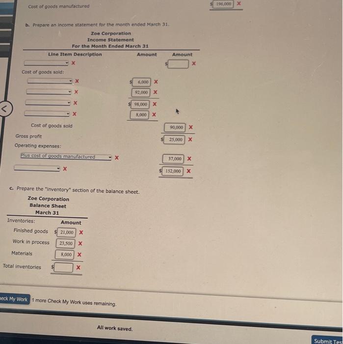 Solved Zoe Corporation has the following Information for the | Chegg.com