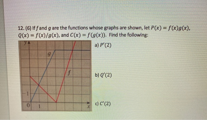 Solved 12. (6) Iff and g are the functions whose graphs are | Chegg.com
