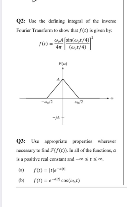 Solved Q2: Use the defining integral of the inverse Fourier | Chegg.com