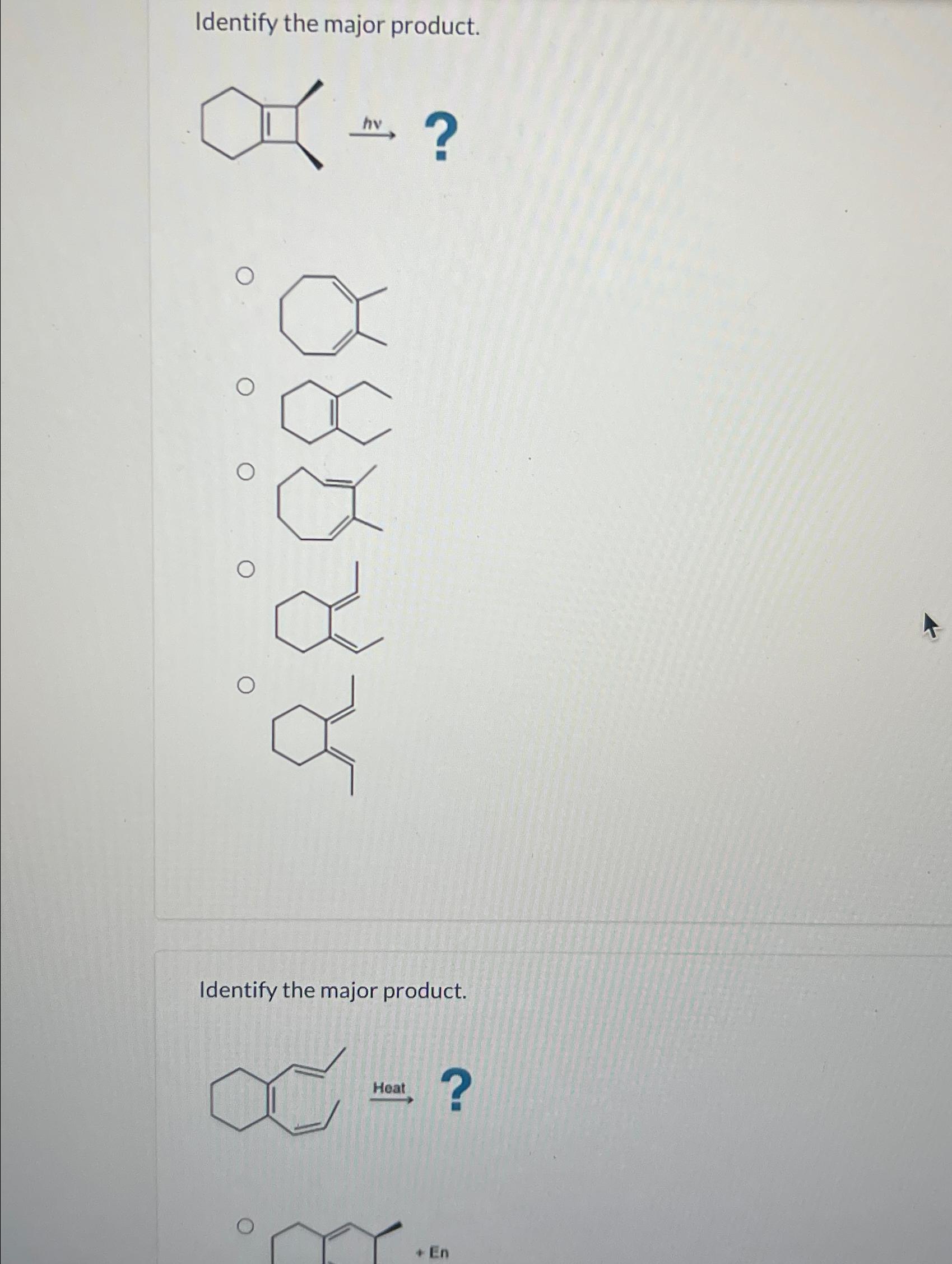 Solved Identify the major product.Identify the major | Chegg.com