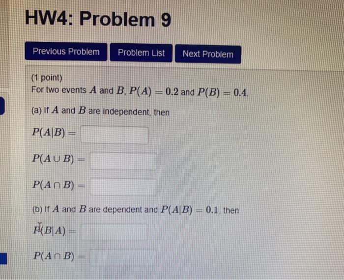 Solved HW4: Problem 9 Previous Problem Problem List Next | Chegg.com Solved HW4: Problem 9 Previous Problem Problem List Next | Chegg.com