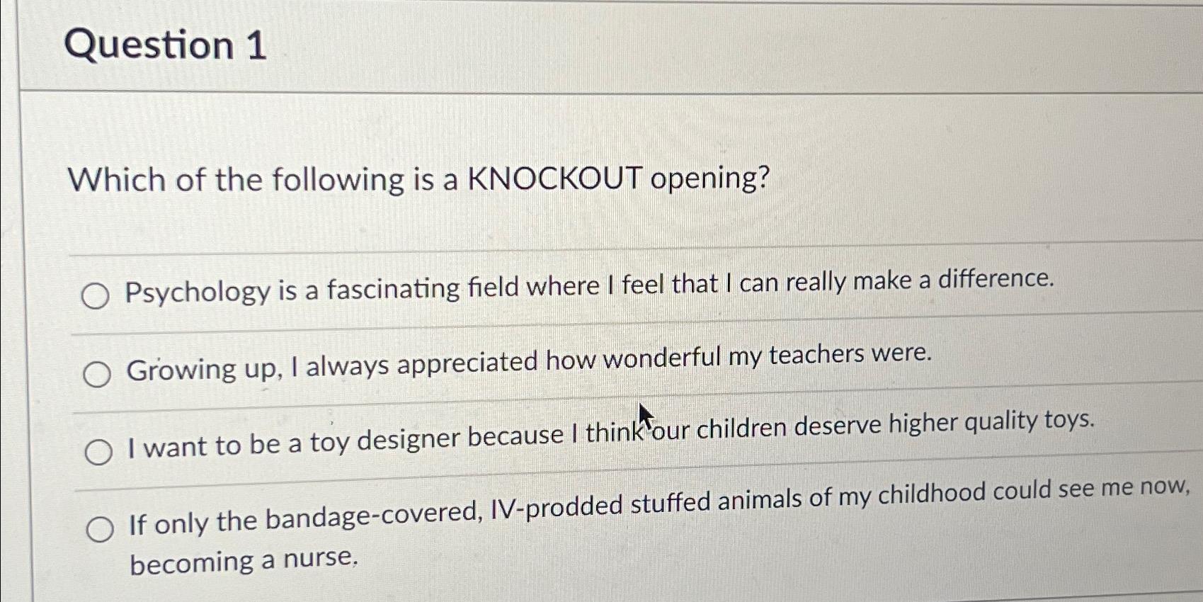 Solved Question 1Which of the following is a KNOCKOUT | Chegg.com