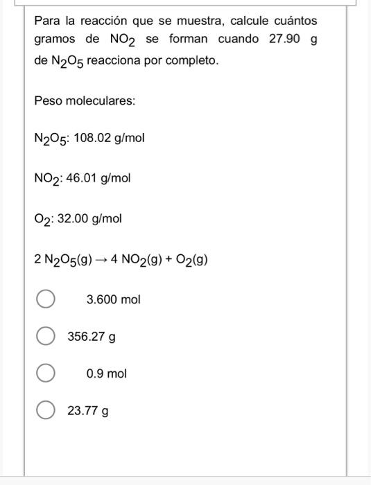 Solved For the reaction shown, calculate how many grams of | Chegg.com