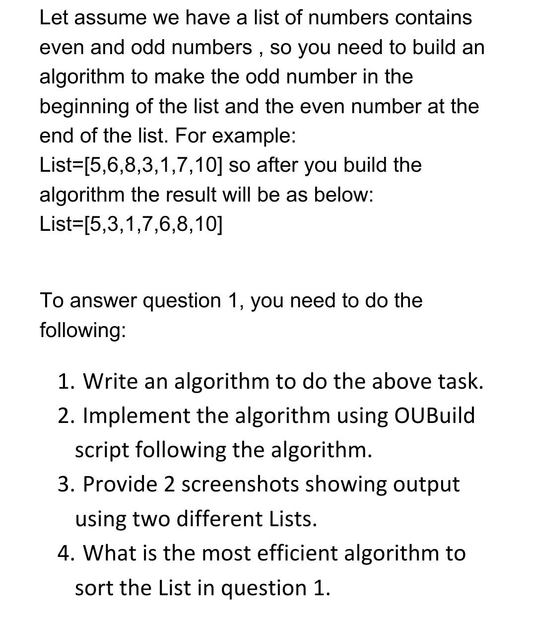 Solved Let assume we have a list of numbers contains even | Chegg.com
