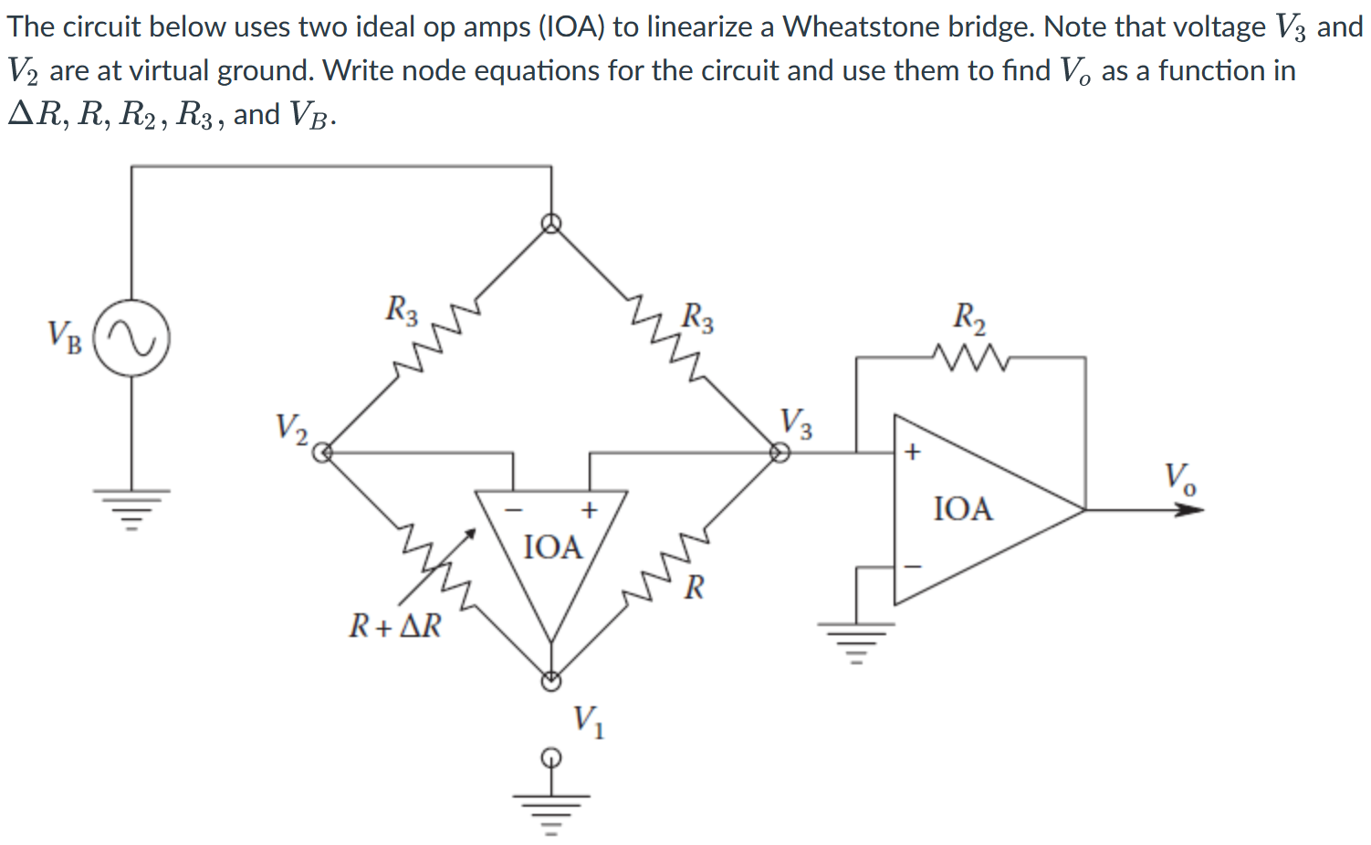 Solved The circuit below uses two ideal op amps (IOA) ﻿to | Chegg.com