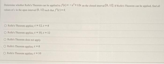 Solved Determine whether Rolle's Theorem can be applied to | Chegg.com