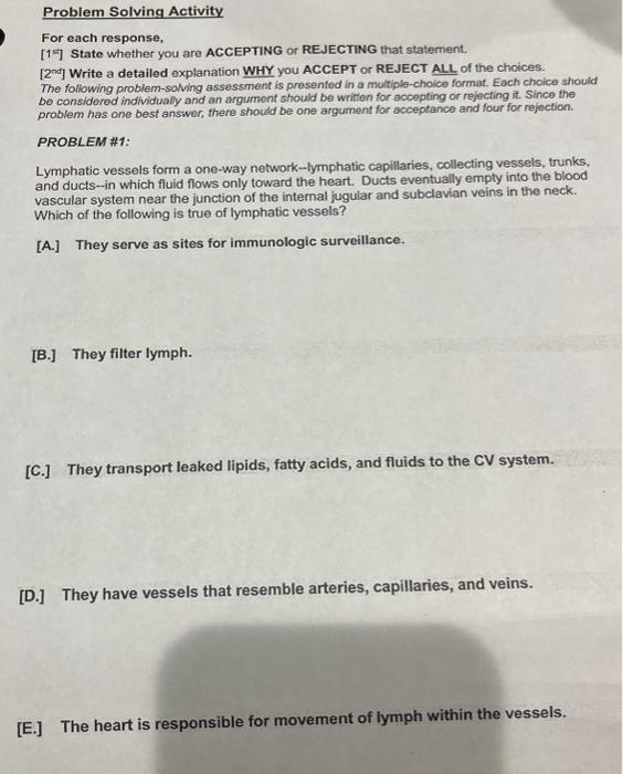 Solved Problem Solving Activity For each response, [1'] | Chegg.com