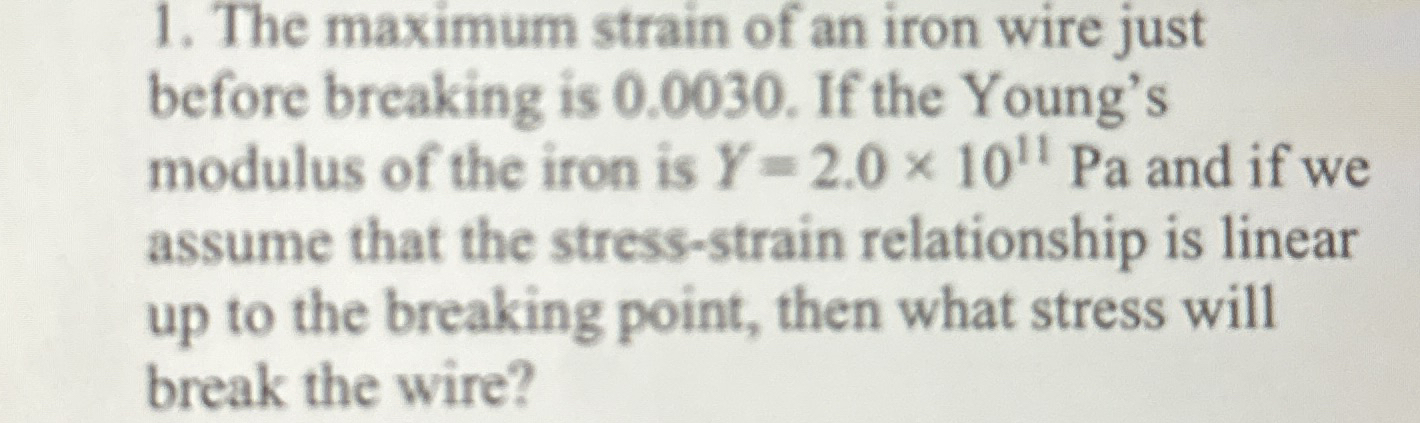 High Quality SOLUTION The maximum strain of an iron wire just before ...