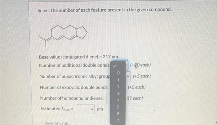 Select the number of each feature present in the | Chegg.com