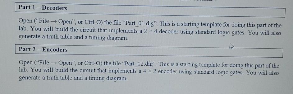Solved Part 1 - Decoders Open ("FileOpen", or Ctrl-O) the | Chegg.com