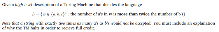 Solved Give a high-level description of a Turing Machine | Chegg.com