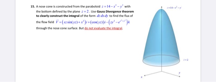 Solved 15. A nose cone is constructed from the paraboloid : | Chegg.com