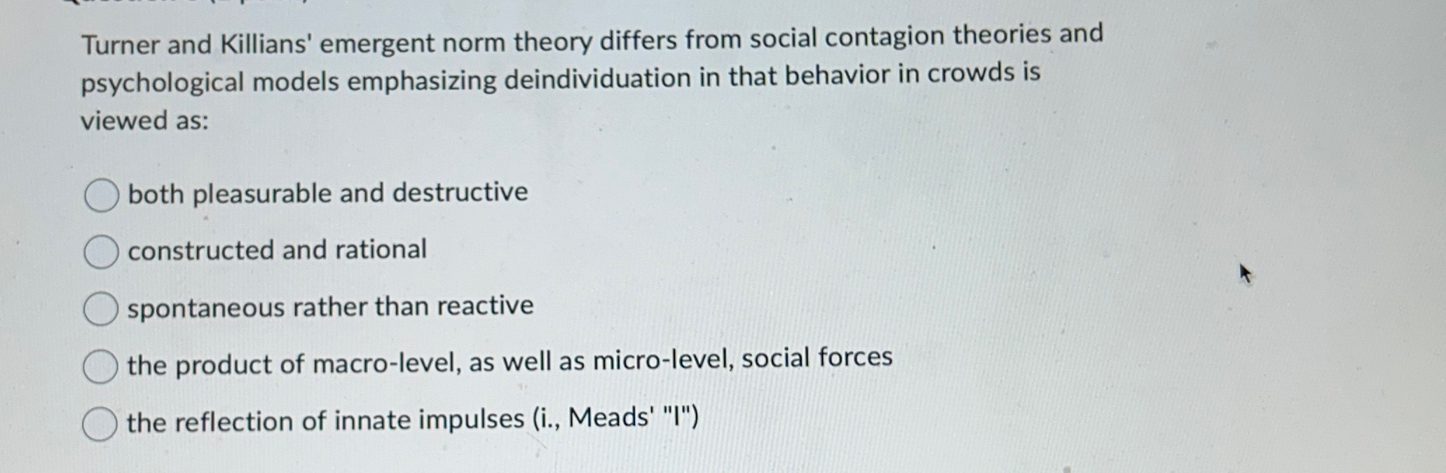 Solved Turner and Killians' emergent norm theory differs | Chegg.com