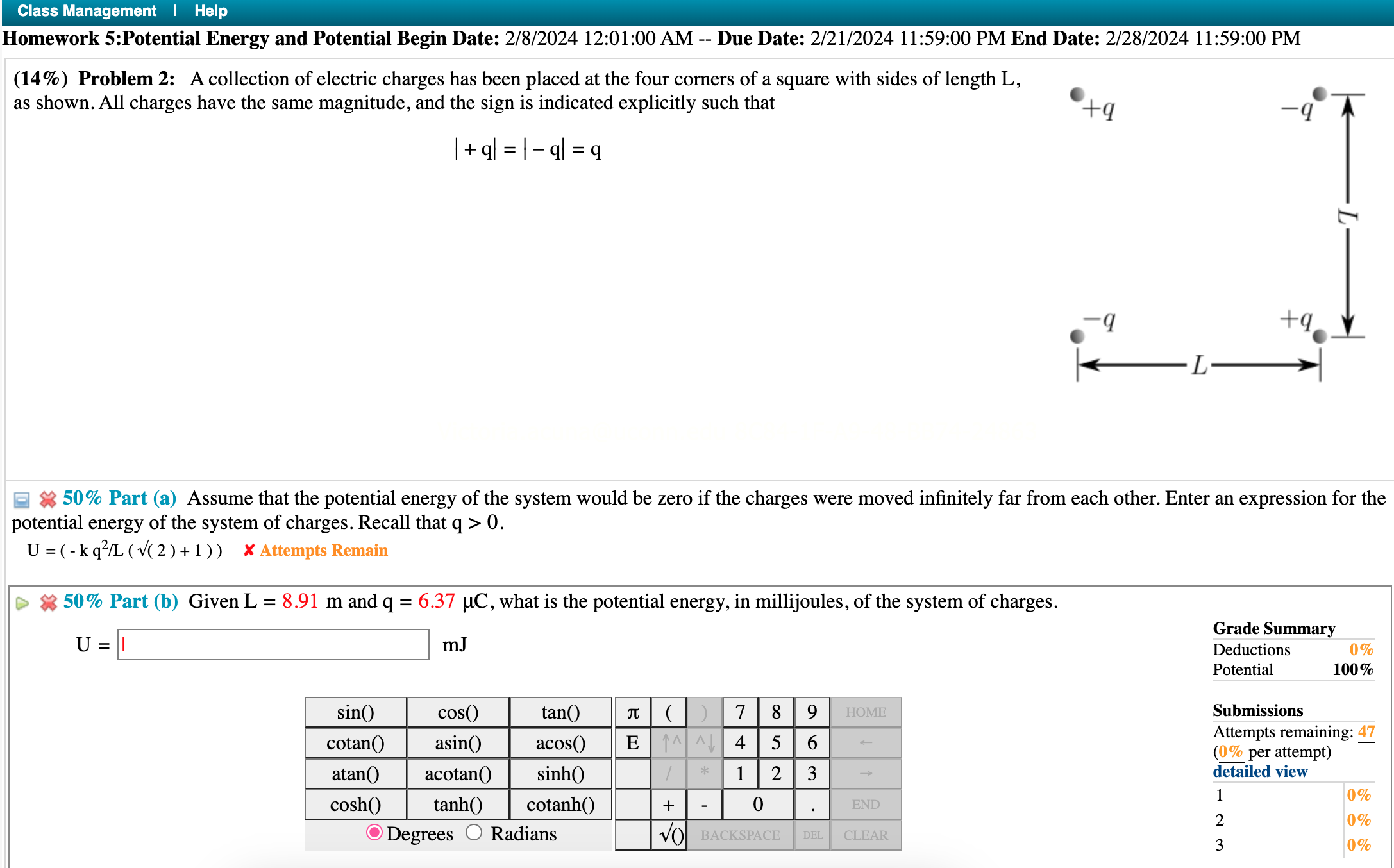 Solved (14%) ﻿Problem 2: A collection of electric charges | Chegg.com