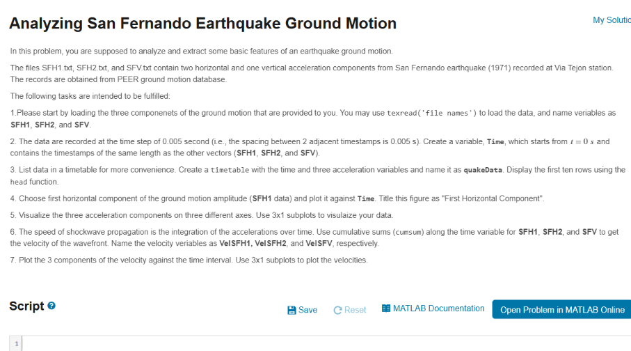 Analyzing San Fernando Earthquake Ground MotionIn | Chegg.com