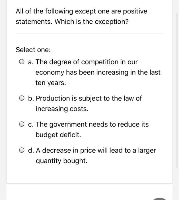 Solved All of the following except one are positive | Chegg.com