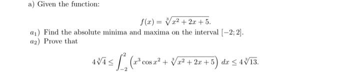 Solved a) Given the function: f(x)=3x2+2x+5 a1) Find the | Chegg.com