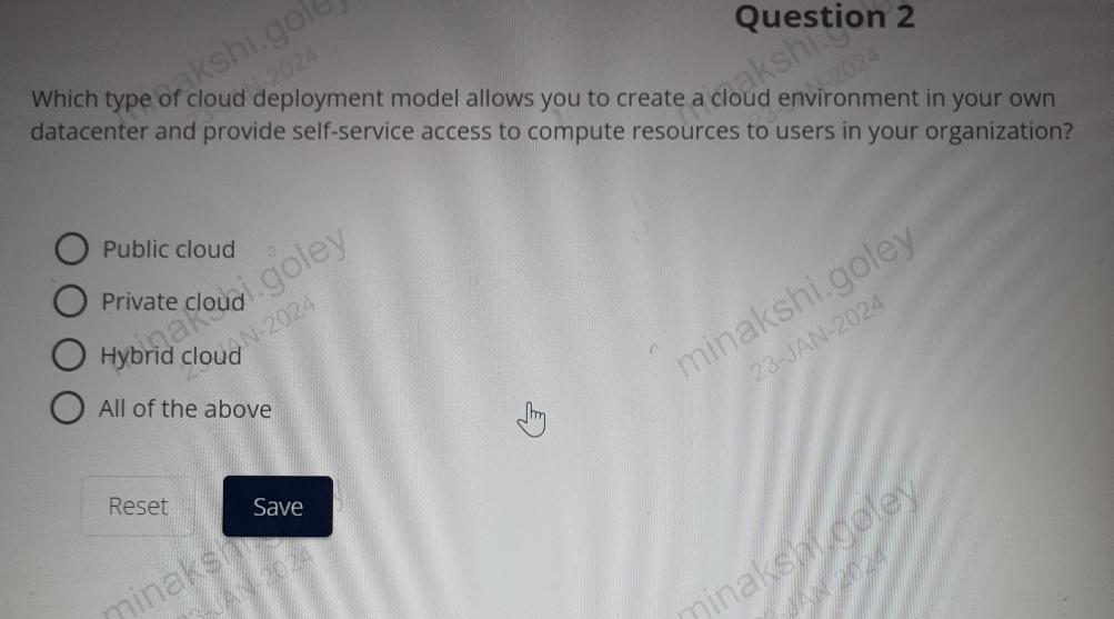 Solved Question 2Which type of cloud deployment model allows | Chegg.com