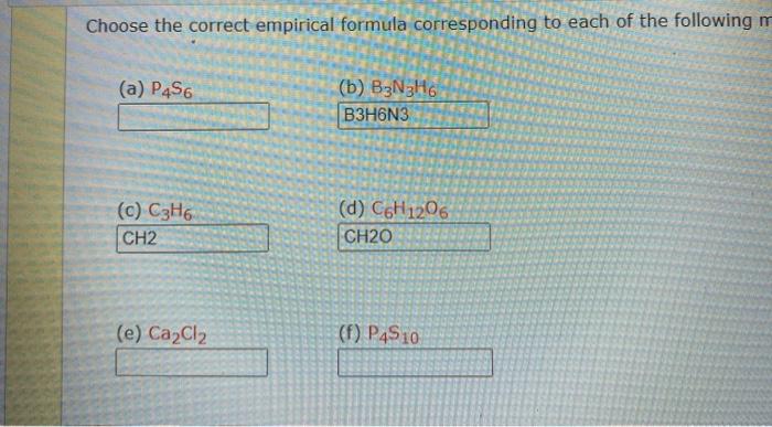 Solved 1.Choose the correct empirical formula corresponding | Chegg.com