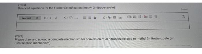 Solved (1 pts) Balanced equations for the Fischer | Chegg.com