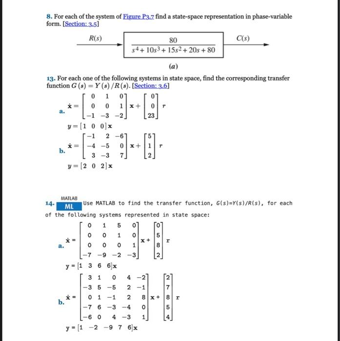 Solved 8. For each of the system of Figure P3.7 find a | Chegg.com