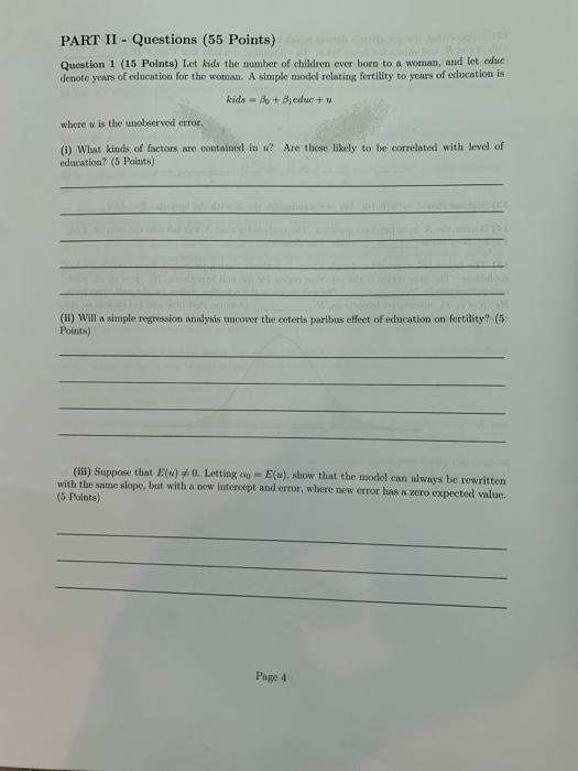 Solved Question 1 (15 Points) Let kids the number of | Chegg.com