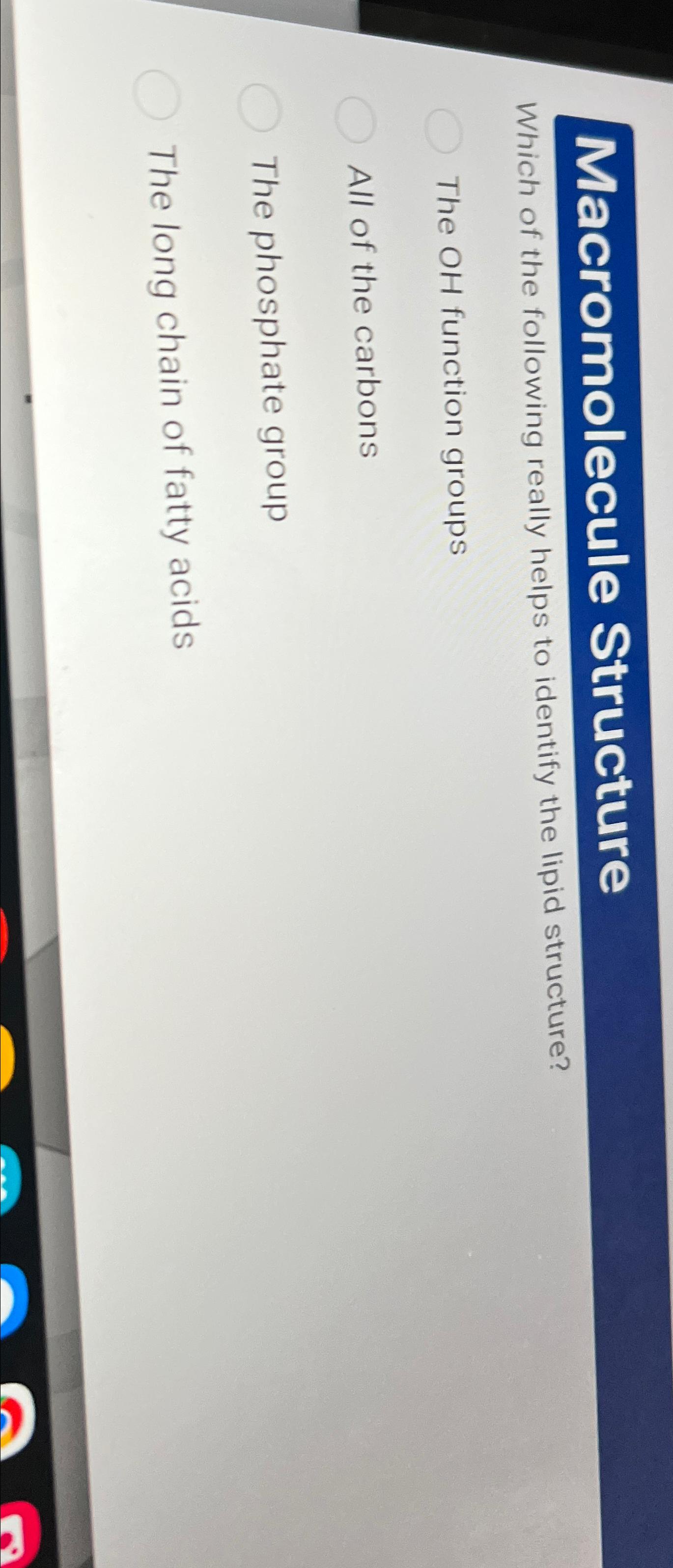 Solved Macromolecule StructureWhich of the following really | Chegg.com