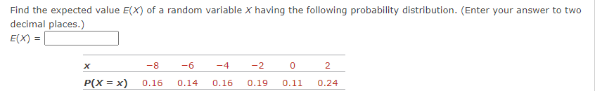 Solved Find the expected value E(x) ﻿of a random variable x | Chegg.com
