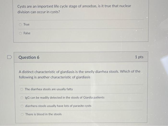 Solved Cysts are an important life cycle stage of amoebas, | Chegg.com