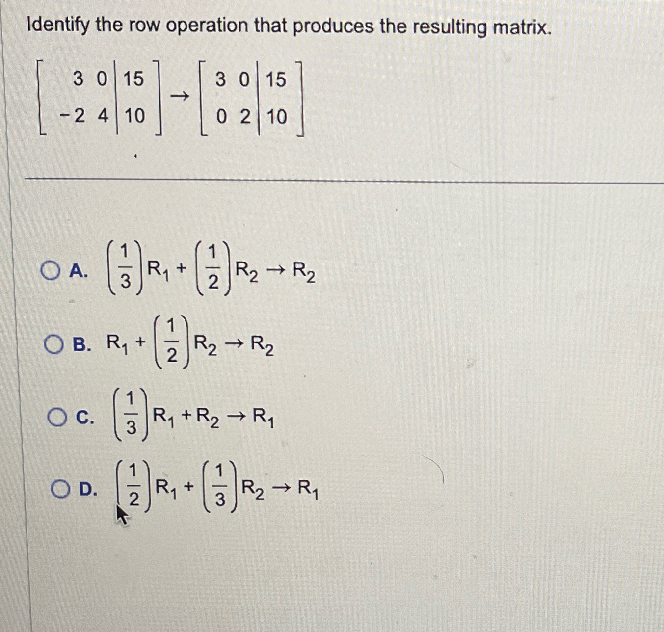 Solved Identify the row operation that produces the | Chegg.com