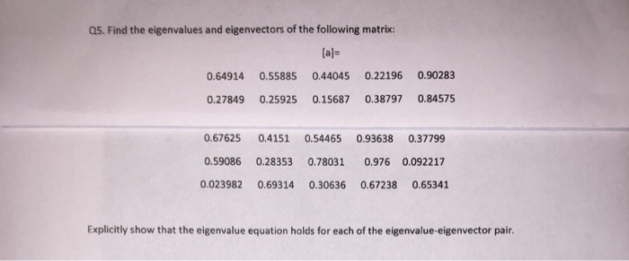 Solved Q5. Find the eigenvalues and eigenvectors of the | Chegg.com