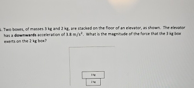 Solved Two boxes, of masses 3kg ﻿and 2kg, ﻿are stacked on | Chegg.com