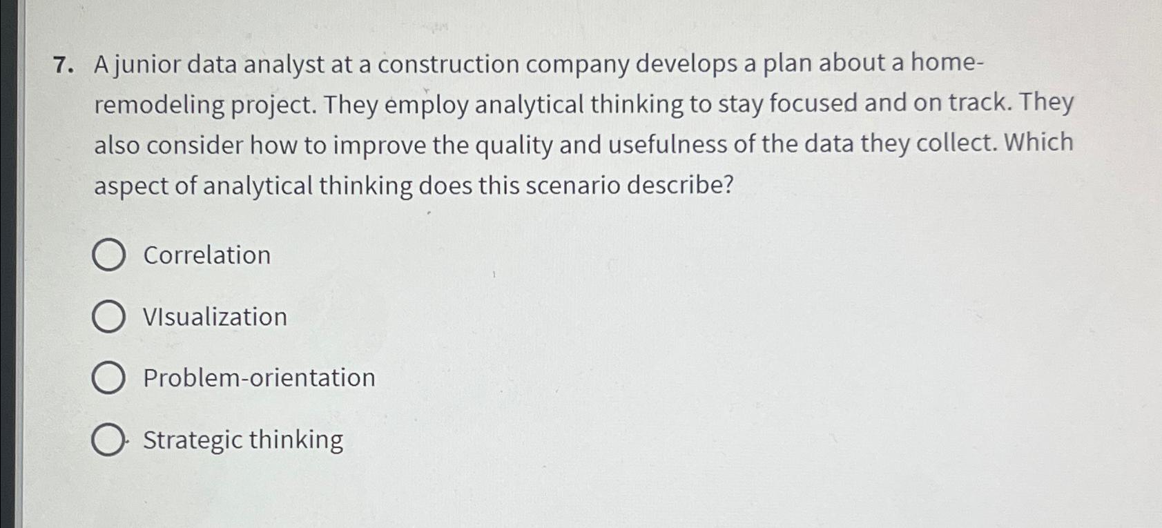 Solved A junior data analyst at a construction company | Chegg.com