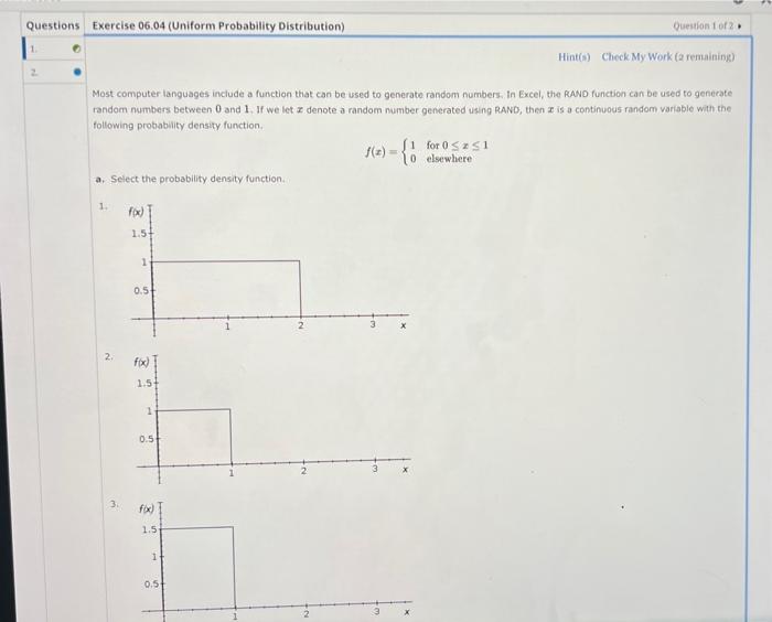 Solved Questions Exercise 06.04 (Uniform Probability | Chegg.com