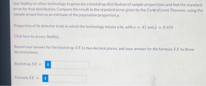 Solved Use StatKey or other technology to generate a | Chegg.com