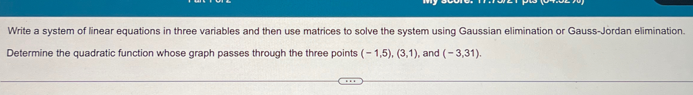Solved Write a system of linear equations in three variables | Chegg.com