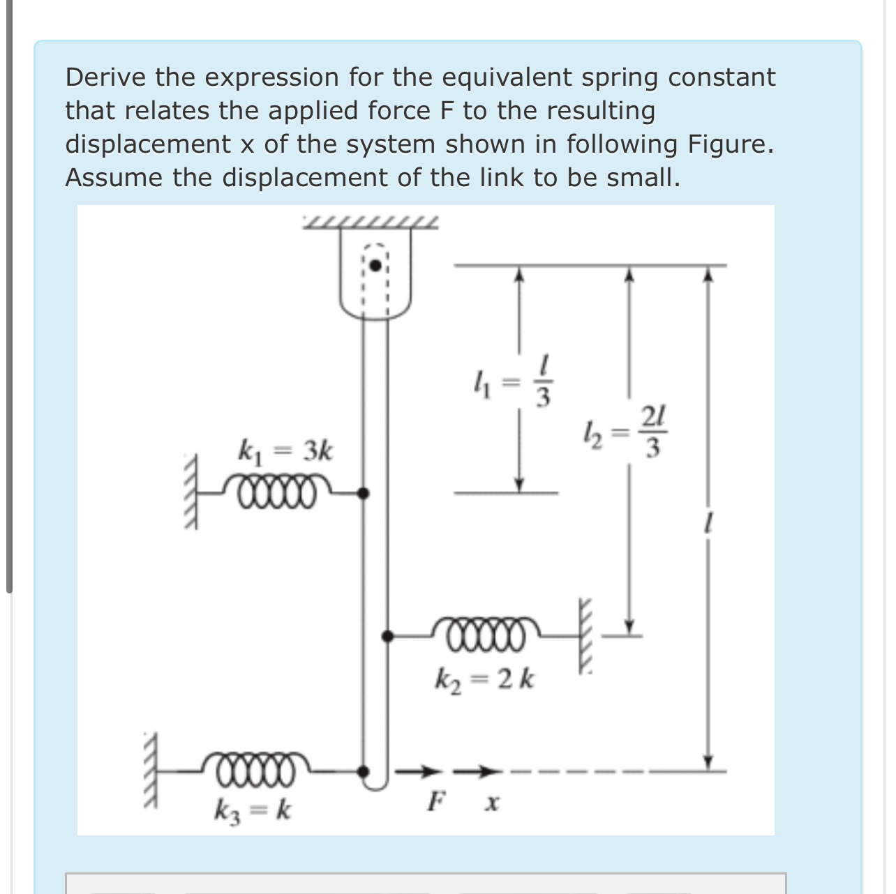 Solved Derive the expression for the equivalent spring | Chegg.com