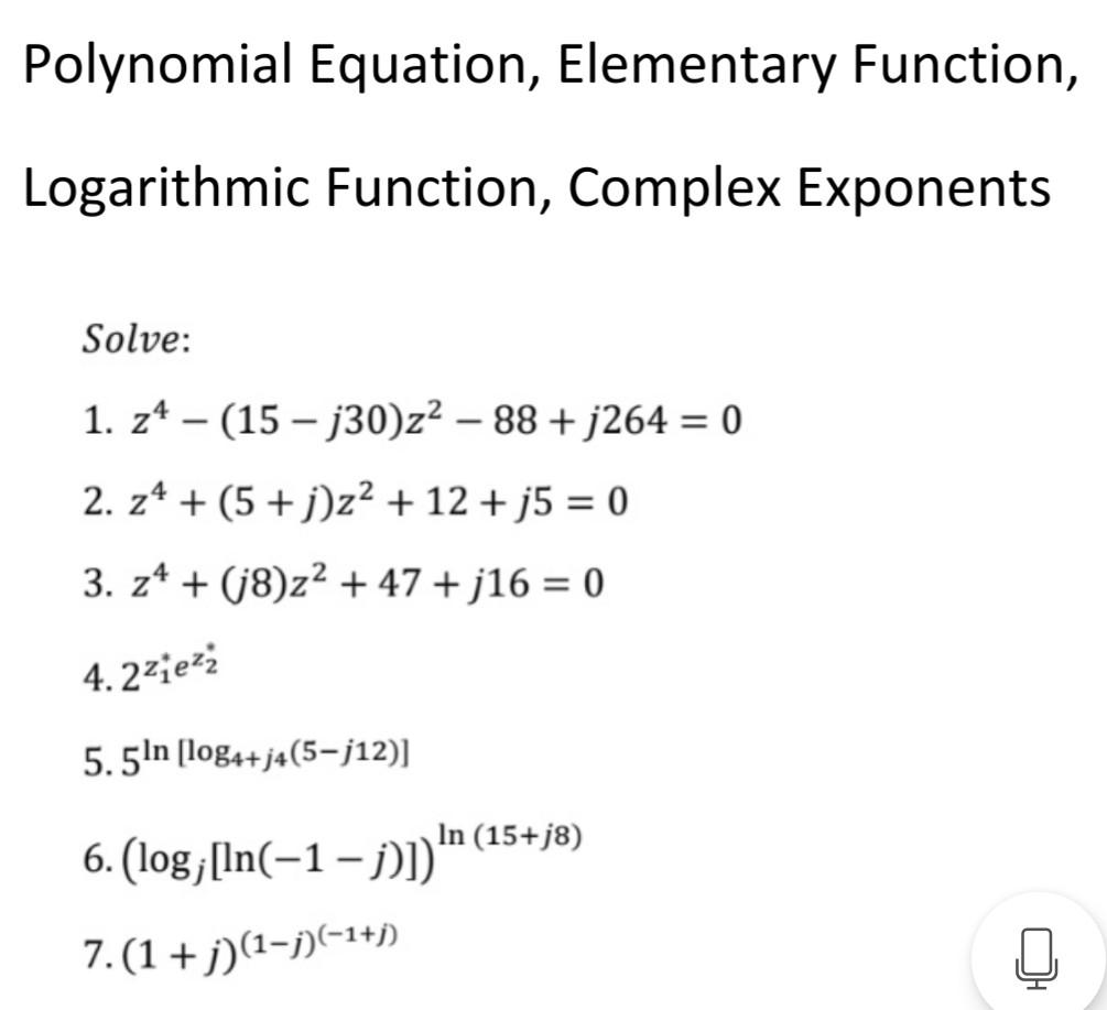 Solved Polynomial Equation, Elementary Function, Logarithmic | Chegg.com