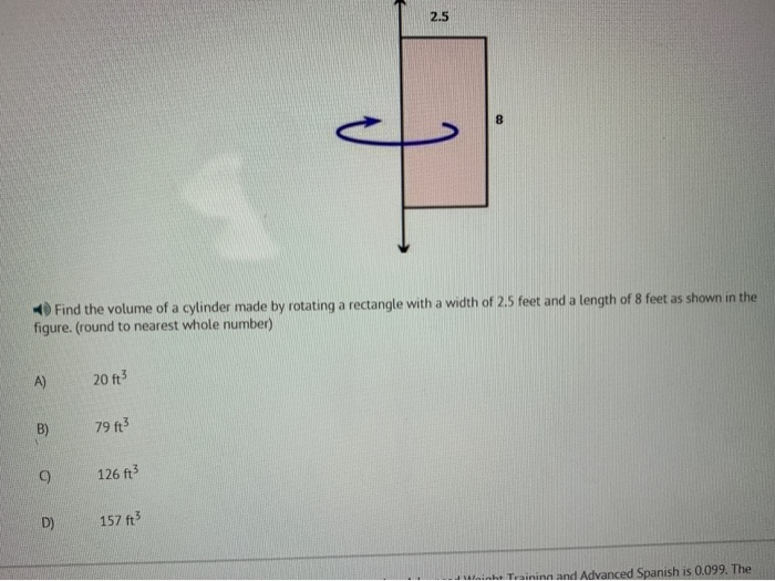 Solved Find the volume of a cylinder made by rotating a | Chegg.com
