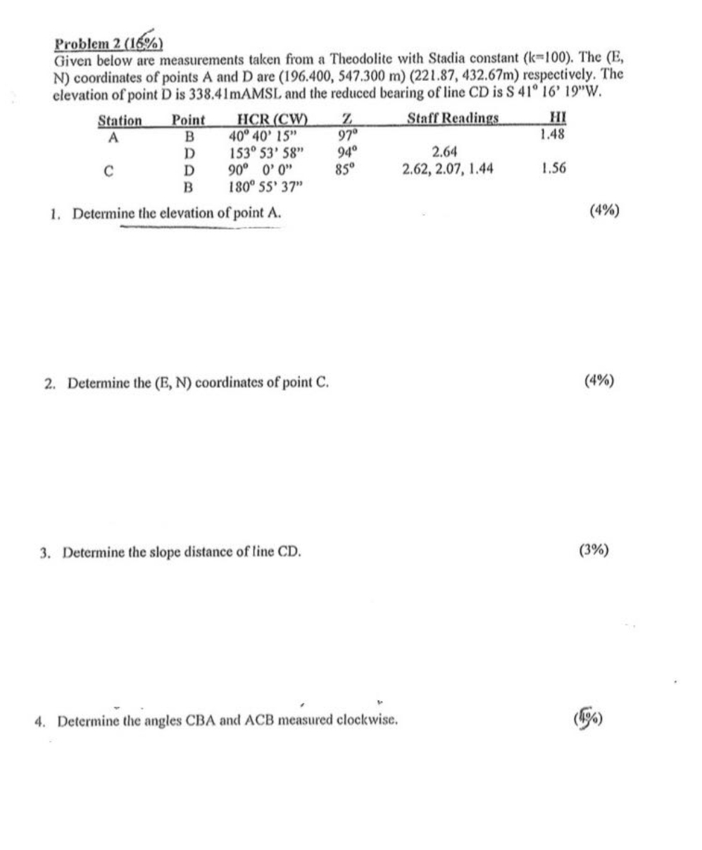 Solved Problem 2(16%)Given below are measurements taken from | Chegg.com