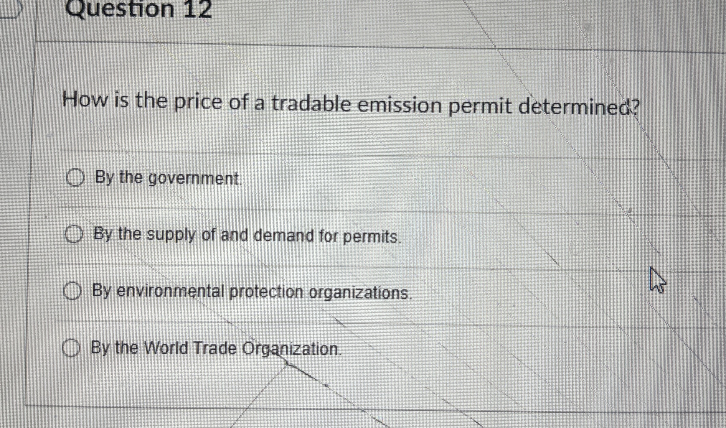 Solved Question 12How is the price of a tradable emission | Chegg.com